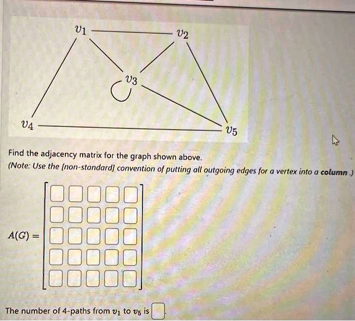 VIDEO solution: 01 22 33 04 U5 Find the adjacency matrix for the graph ...
