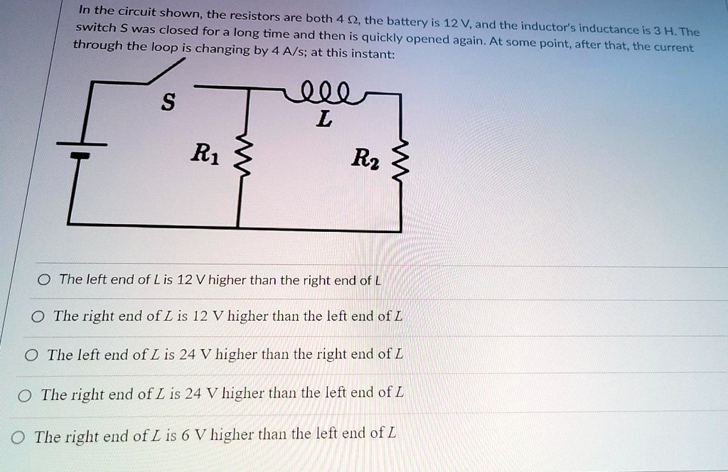 SOLVED: In the circuit shown, the resistors are both 4 0, the switch ...
