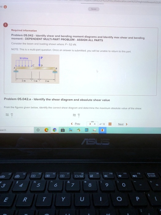 SOLVED: Required information Problem 05.042 - Identify shear and bending moment diagrams and ...