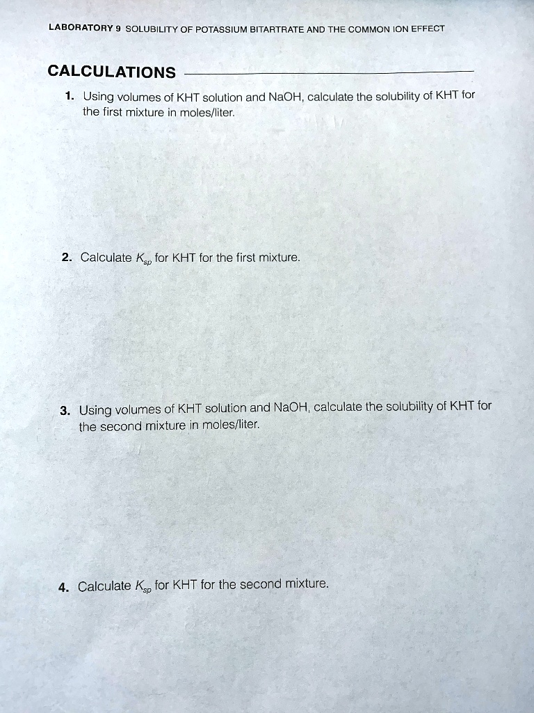 laboratory solubility of potassium bitartrate and the common ion effect ...