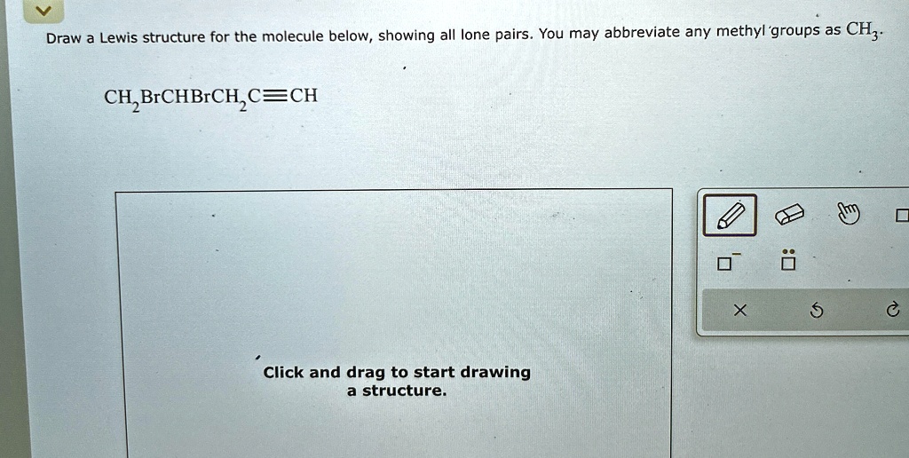 draw a lewis structure for the molecule below showing all lone pairs ...