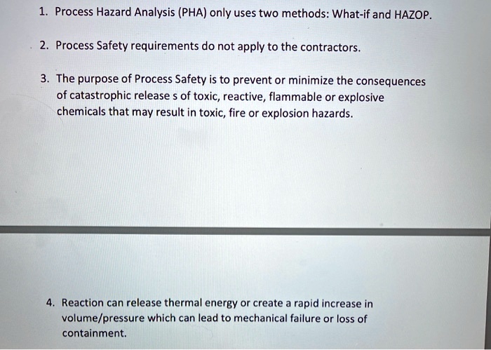 1. Process Hazard Analysis (PHA) only uses two methods: What-if and ...