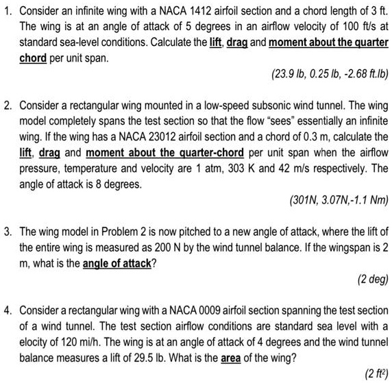 [GET ANSWER] consider an infinite wing with a naca 1412 airfoil section ...