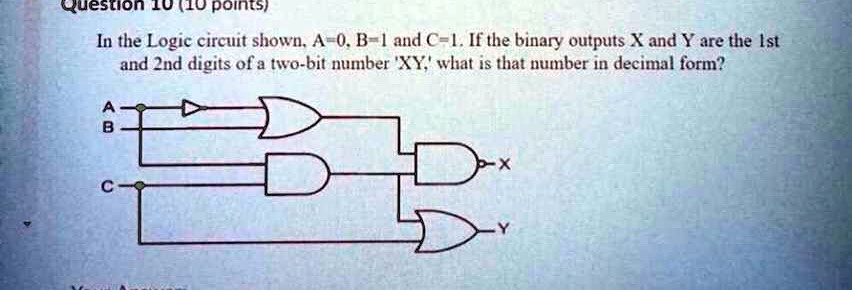 SOLVED: In the logic circuit shown, A=0, B=1, and C=1. If the binary ...