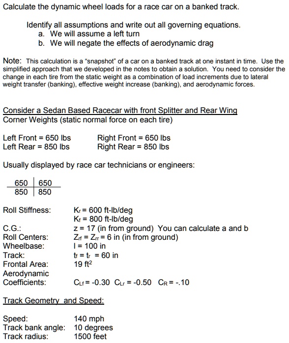 SOLVED: Please show all steps. Thank you! Calculate the dynamic wheel ...