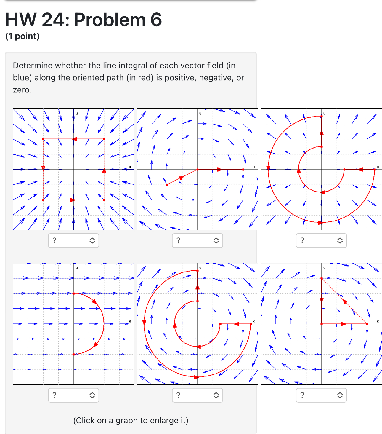 SOLVED: HW 24: Problem 6 (1 point) Determine whether the line integral of each vector field (in ...