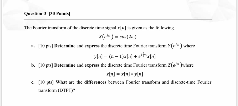 SOLVED: The Fourier transform of the discrete-time signal x[n] is given as the following: X(e^jÏ ...