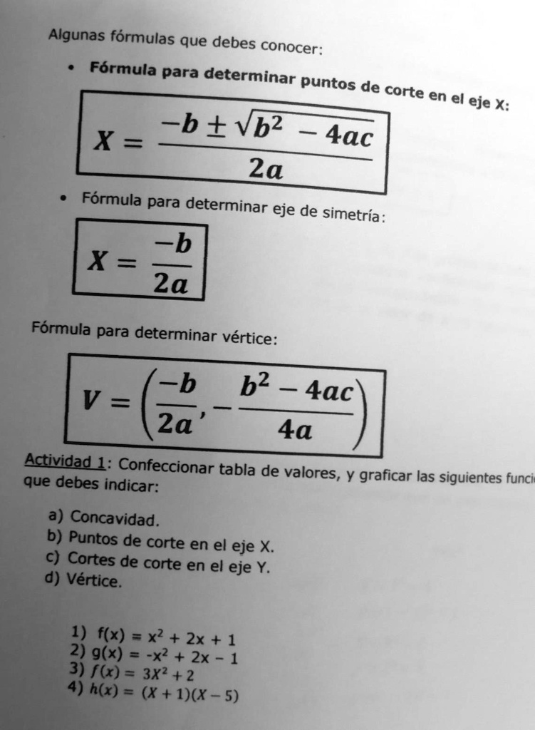 SOLVED: quien me ayuda pls Algunas fórmulas que debes conocer: Fórmula ...