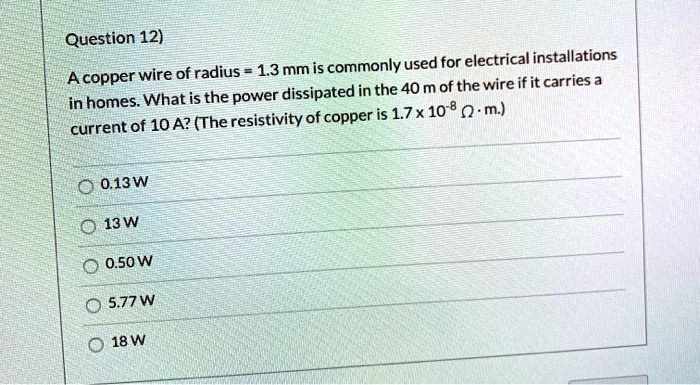 question 12 13mmis commonly used for electrical installations a copper ...