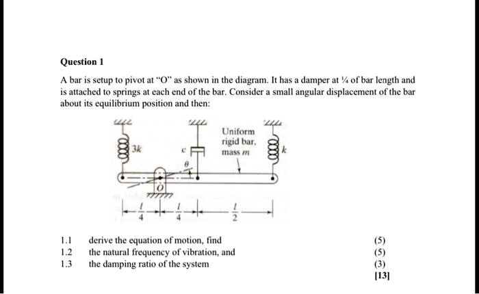 SOLVED: A bar is set up to pivot at O, as shown in the diagram. It has ...
