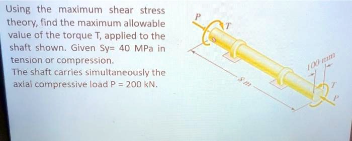 Using the maximum shear stress theory, find the maximum allowable value ...