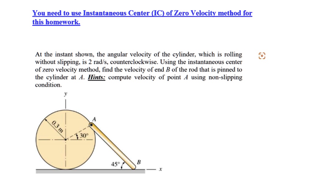 SOLVED: You need to use the Instantaneous Center (IC) of Zero Velocity method for this homework ...
