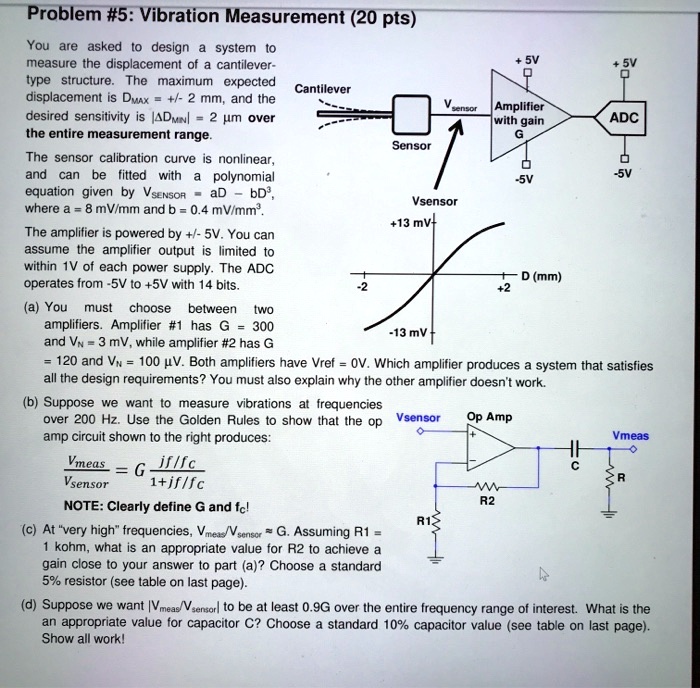 SOLVED: Problem #5: Vibration Measurement (20 pts) You are asked to design a system to measure ...