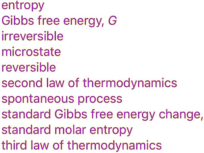 SOLVED: entropy Gibbs free energy; G irreversible microstate reversible ...