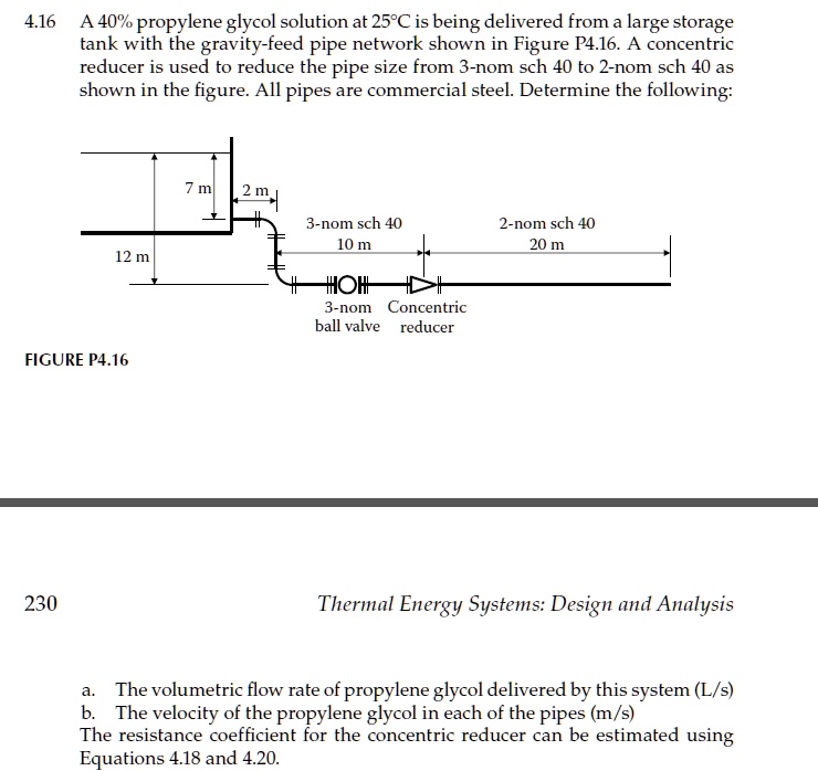 4.16 A 40% propylene glycol solution at 25°C is being delivered from a ...