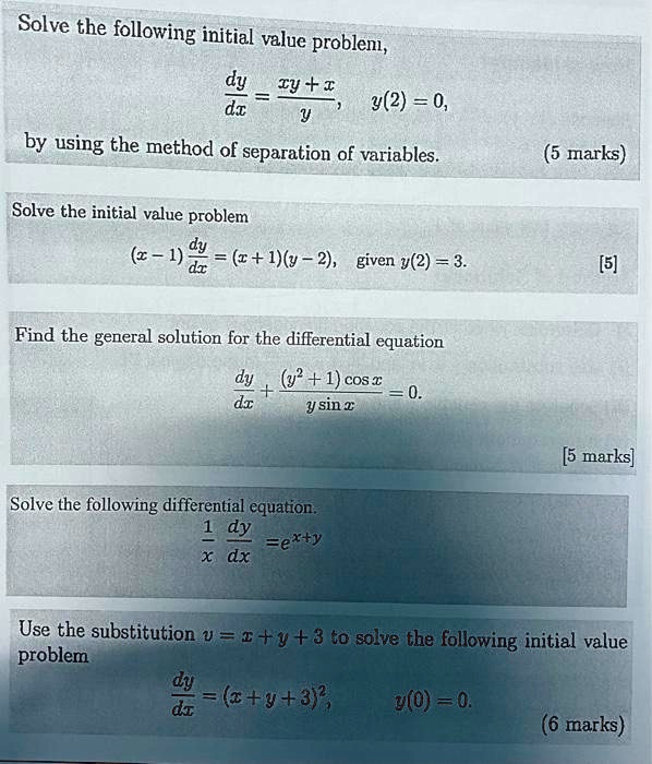 SOLVED: Texts: Help me to solve this question. Solve the following initial value problem: dy/dx ...