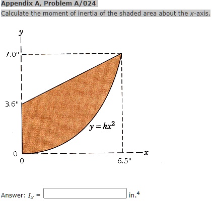 SOLVED: Appendix A, Problem A/024 Calculate the moment of inertia of the shaded area about the X ...