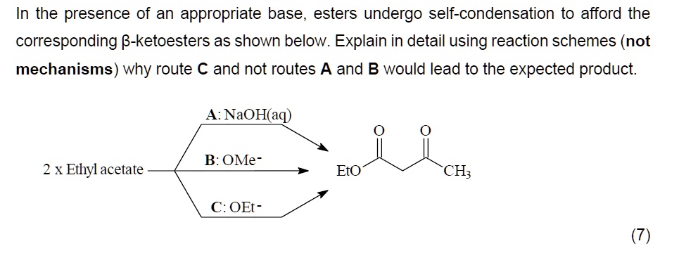 SOLVED: In the presence of an appropriate base, esters undergo self ...
