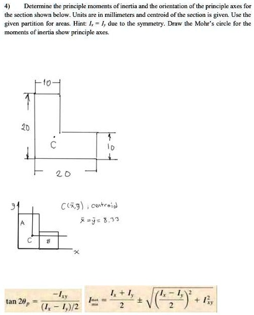 SOLVED: Determine the principal moments of inertia and the orientation of the principal axes for ...