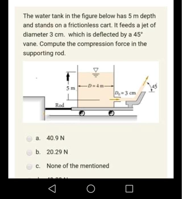 SOLVED: The water tank in the figure below has a depth of 5 m and ...