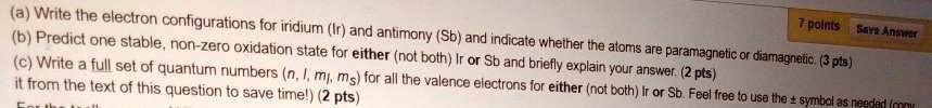 SOLVED: (a) Write the electron configurations for iridium (Ir) and ...