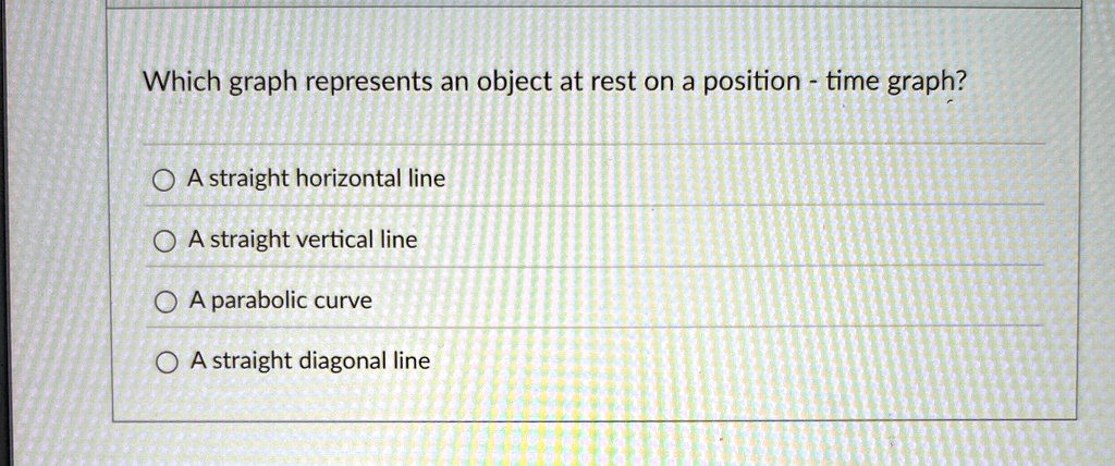 Which graph represents an object at rest on a position - time graph? A ...