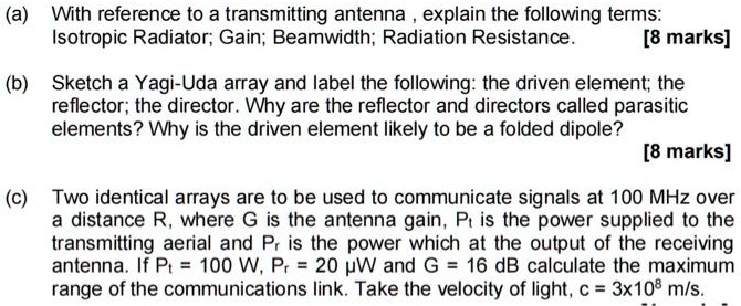 (a) With reference to a transmitting antenna, explain the following ...