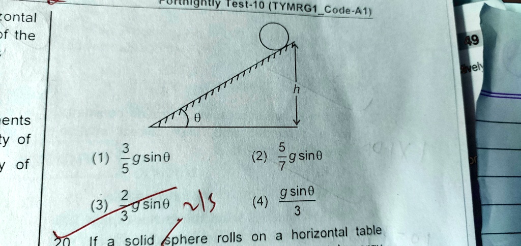SOLVED: 'A solid cylinder when released from rest rolls purely over ...