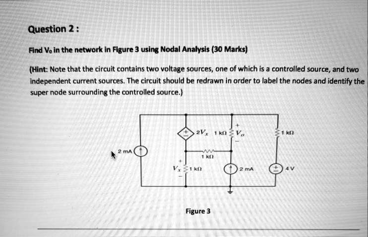 question2 find vo in the network in figure 3 using nodal analysis30 marks hintnote that the ...