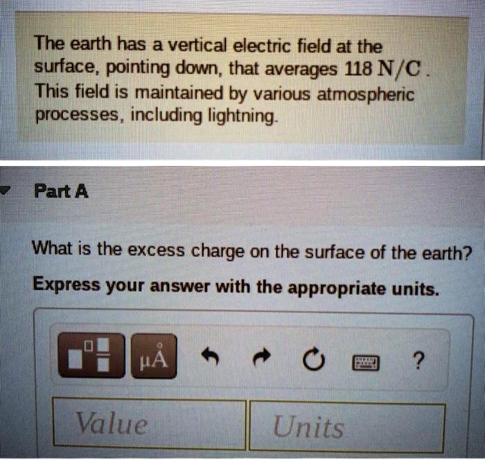the earth has a vertical electric field at the surface pointing down ...