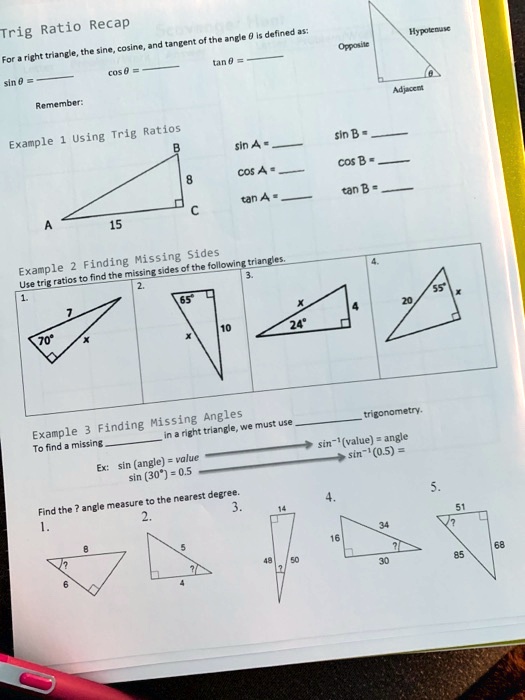 recap trig ratio inesinc cosino right trane e defined tangent of tne ...