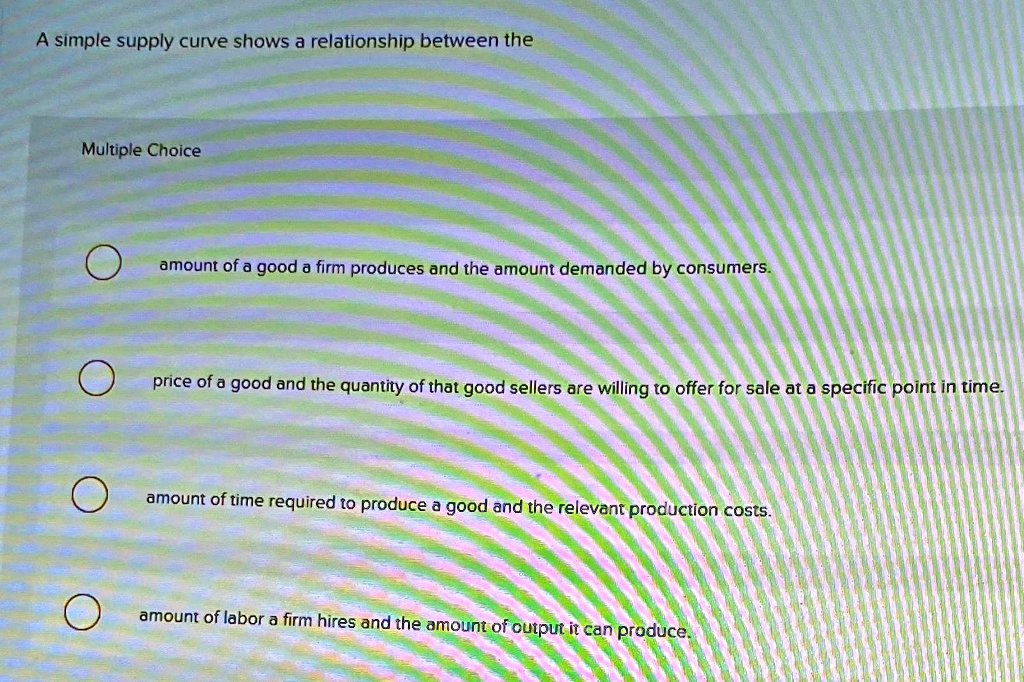 SOLVED: A simple supply curve shows a relationship between the Multiple ...