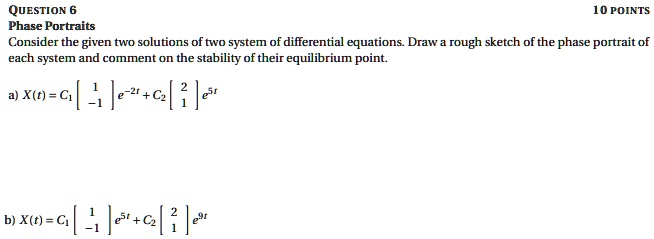 question 10 points phase portraits consider the given two solutions of ...