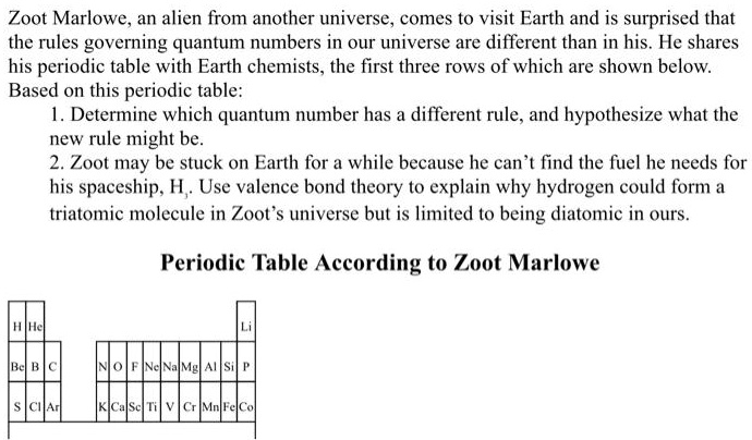 SOLVED: Zoot Marlowe,an alien from another universe,comes to visit ...