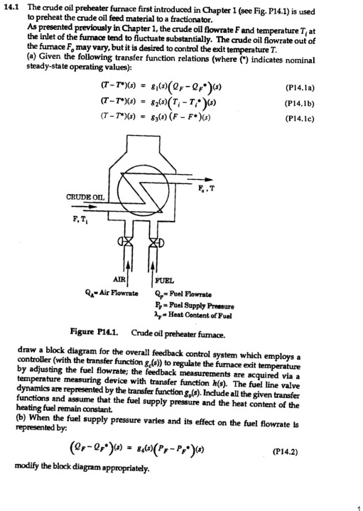 14.1 The crude oil preheater furnace first introduced in Chapter 1 (see Fig. P14.1) is used to ...