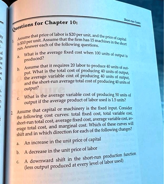 SOLVED: Short-run Costs e e a. produced? b.. output? short-run total ...