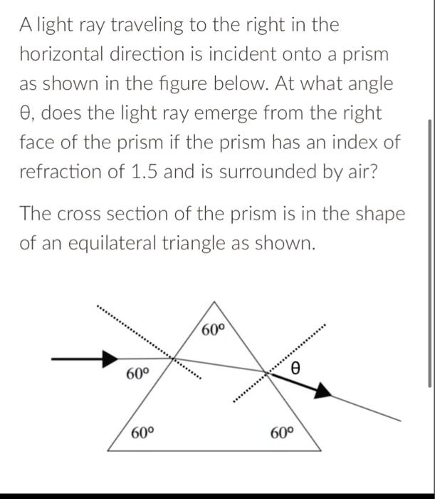A light ray traveling to the right in the horizontal direction is ...