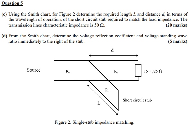 SOLVED: c) Using the Smith chart, for Figure 2, determine the required ...