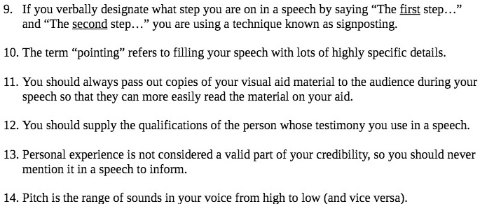 if you verbally designate what step you are on in a speech by saying ...