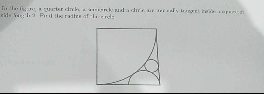 In the figure, a quarter circle, a semicircle and a circle are mutually ...