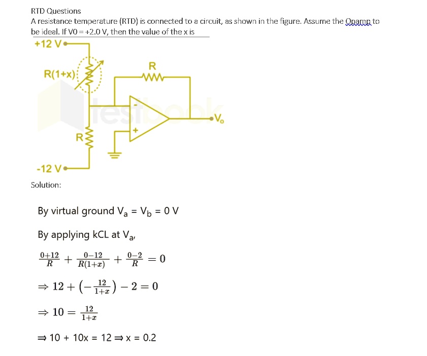 RTD Questions A resistance temperature (RTD) is connected to a circuit, as shown in the figure ...