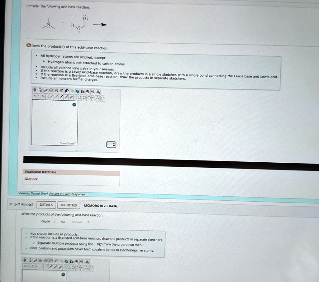 consider the following acid base reaction draw the products of this ...