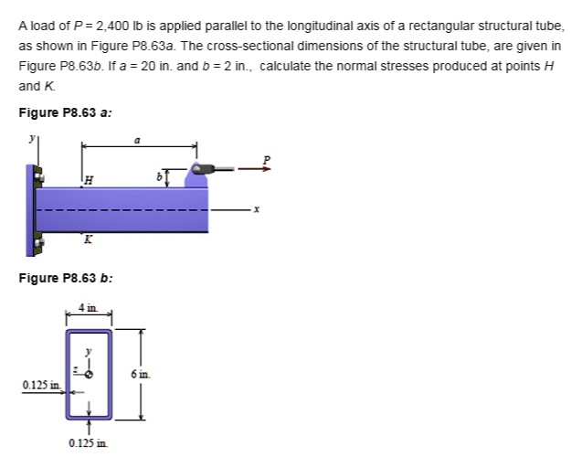 A load of P = 2,400 lb is applied parallel to the...