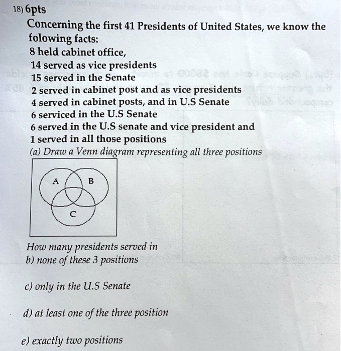 18 6pts concerning the first 41 presidents of united states we know the ...