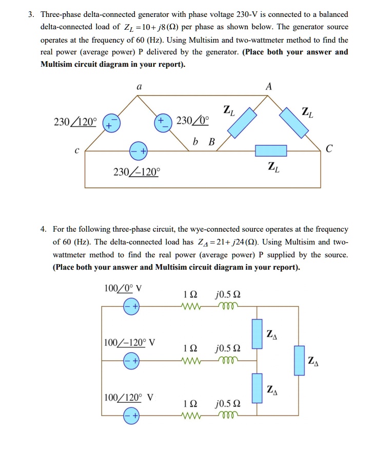 SOLVED: Three-phase delta-connected generator with phase voltage 230 V ...