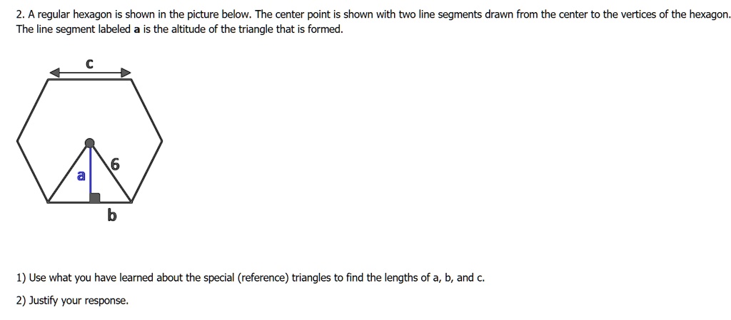 SOLVED: '2. A regular hexagon is shown in the picture below: The center ...