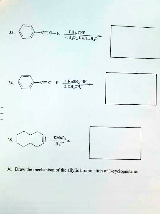 SOLVED: Draw the mechanism of the allylic bromination of 1-cyclopentene.