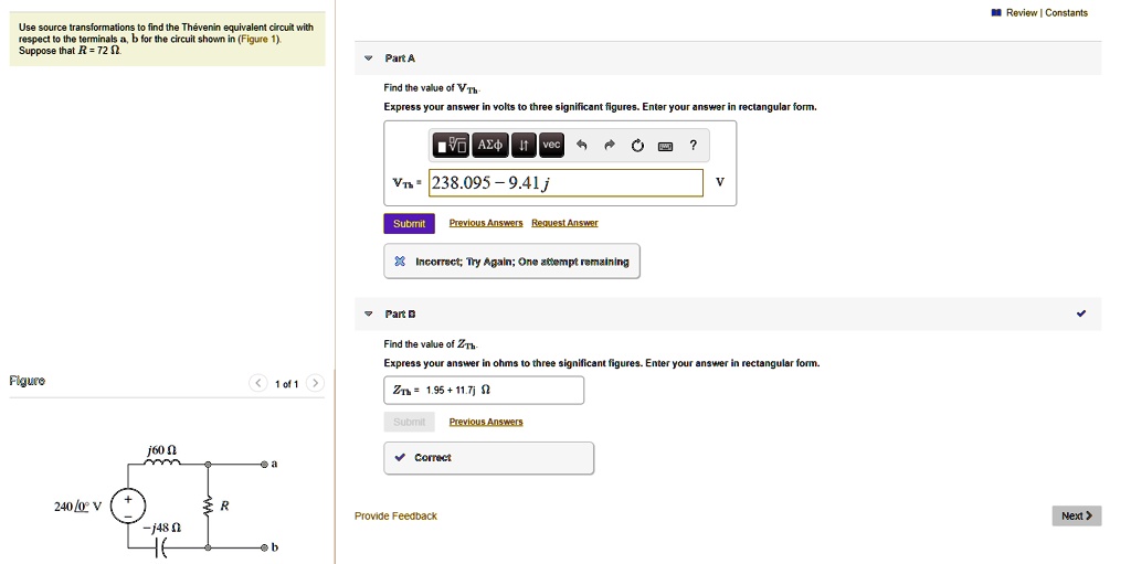 SOLVED: Text: Review | Constants Use source transformations to find the Thevenin equivalent ...