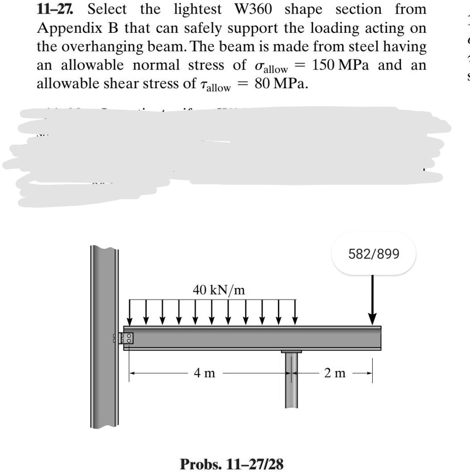 11-27. Select the lightest W360 shape section from Appendix B that can ...