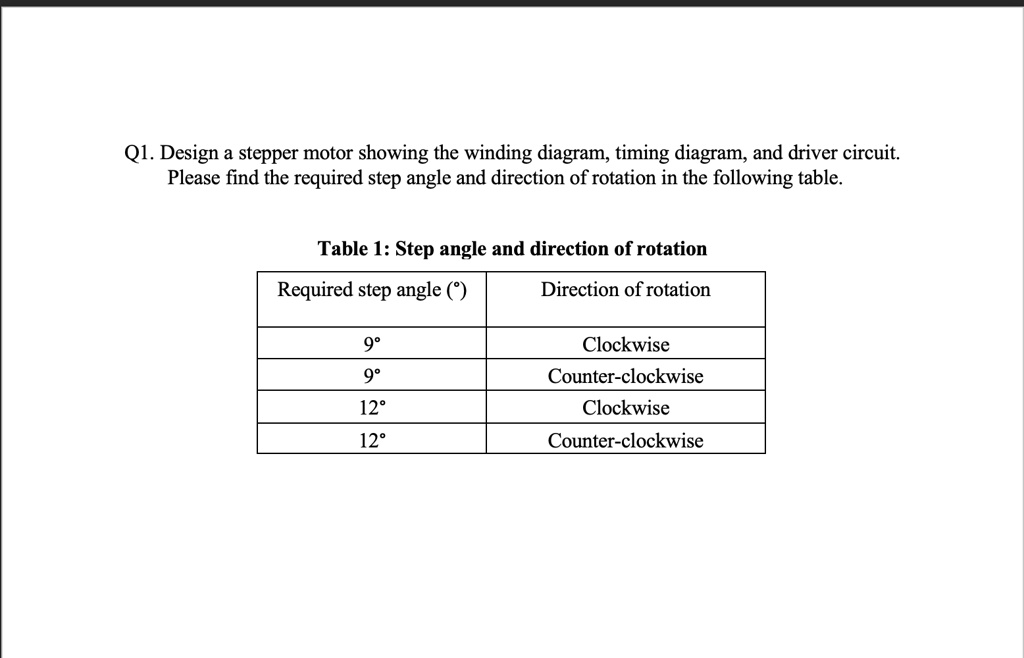 SOLVED: Please answer this question properly Q1. Design a stepper motor showing the winding ...